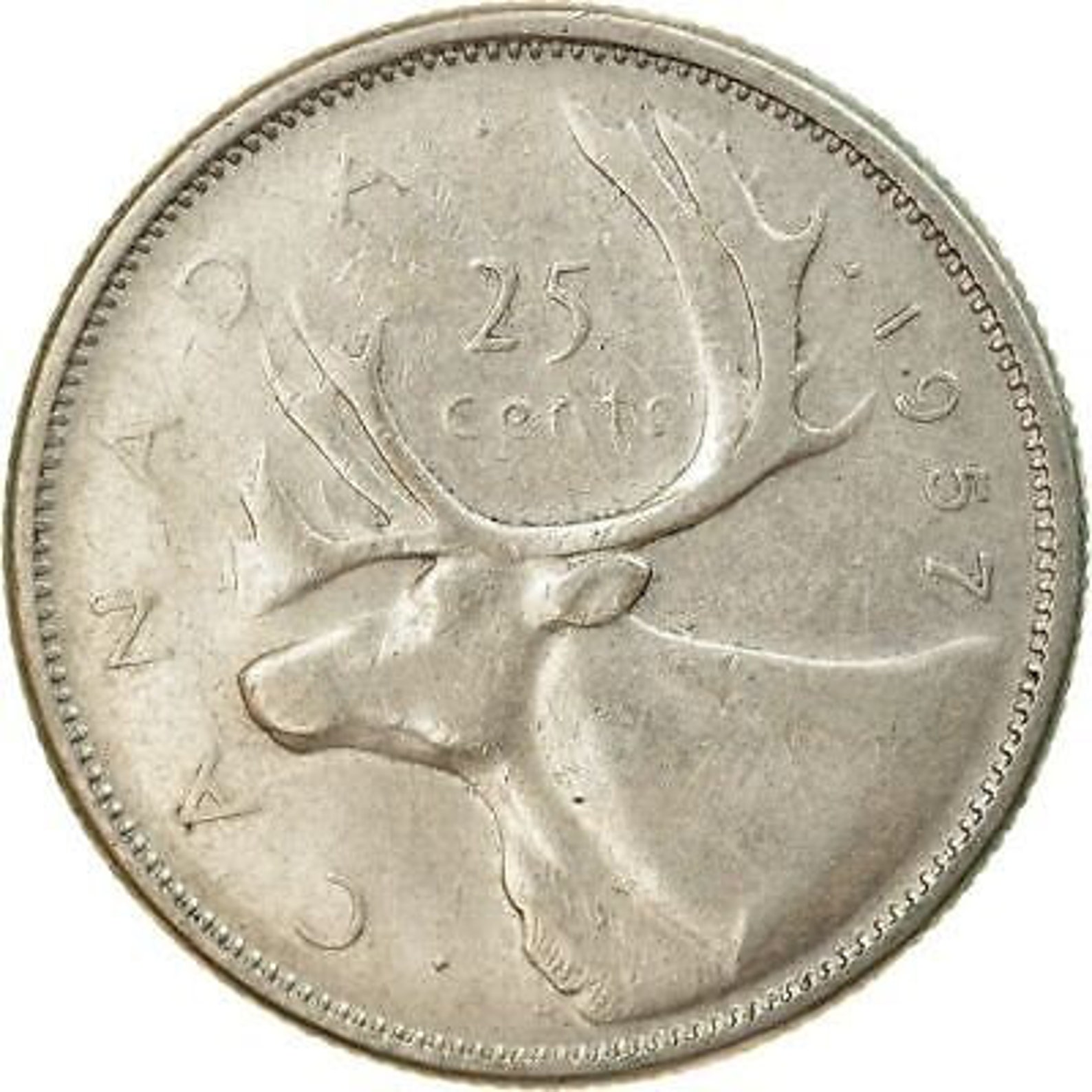 Canadian Coin Canada 25 Cents | Queen Elizabeth II | Raindeer | 1953 ...
