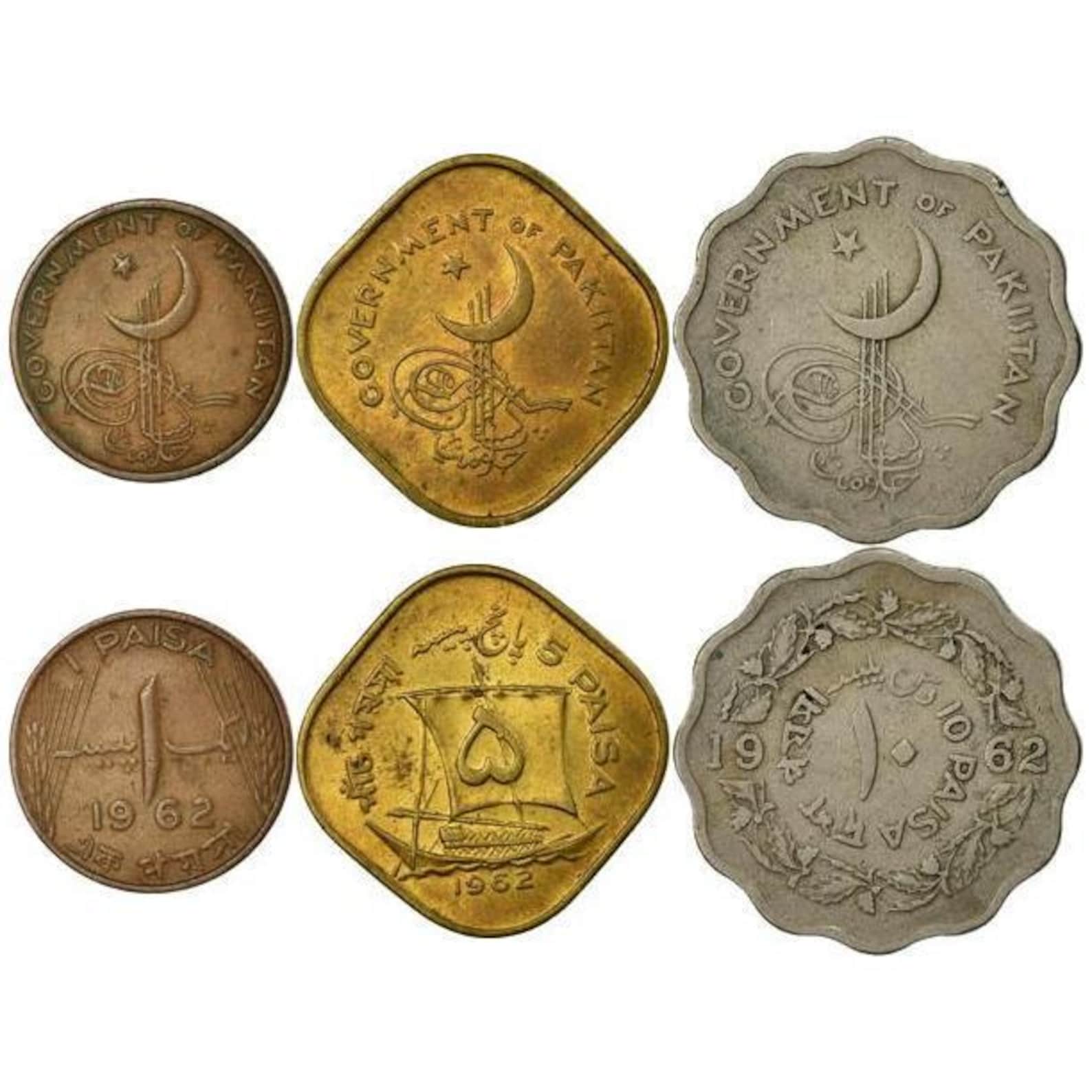 Pakistani Paisa Coin Set: 1961-1963 Middle Eastern Currency Collection ...