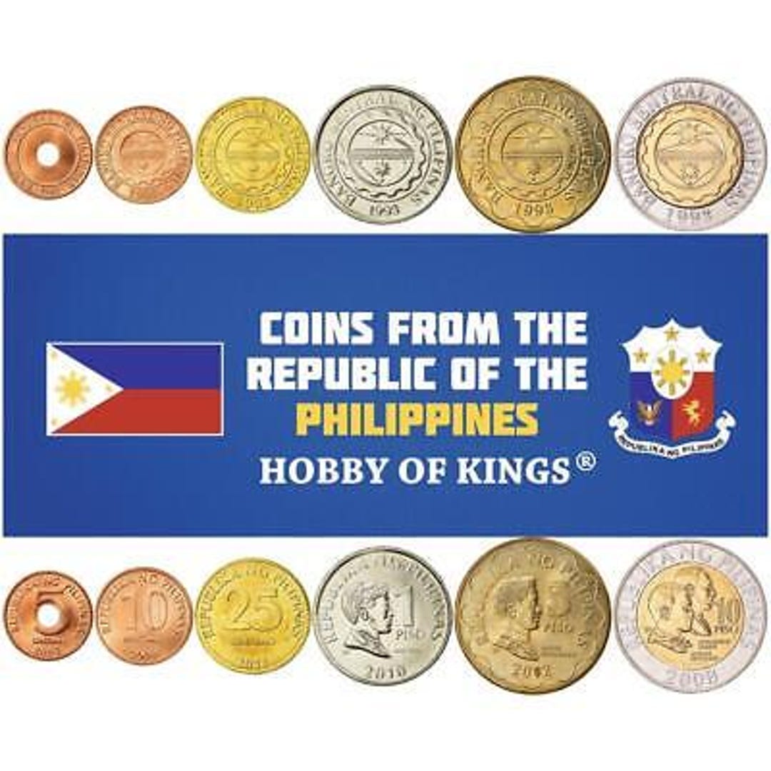Philippines | 6 Coin Set | 5 10 25 Sentimo 1 5 10 Piso | 1995 - 2017 - Etsy