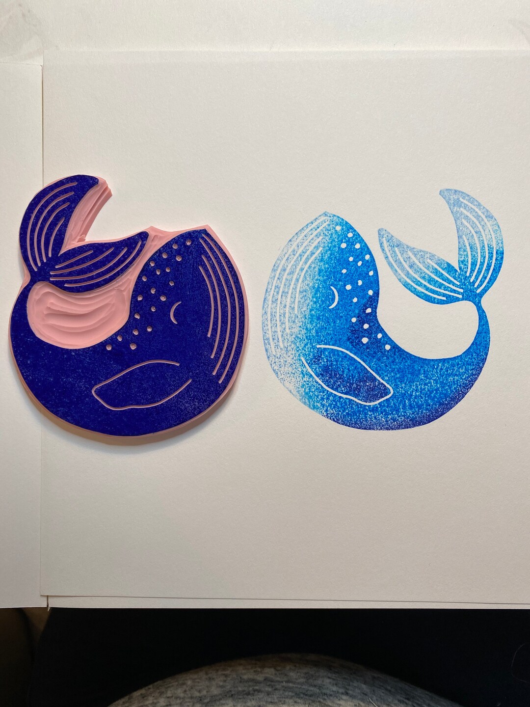 Happy Whale Stamp Hand Carved Rubber Stamp - Etsy