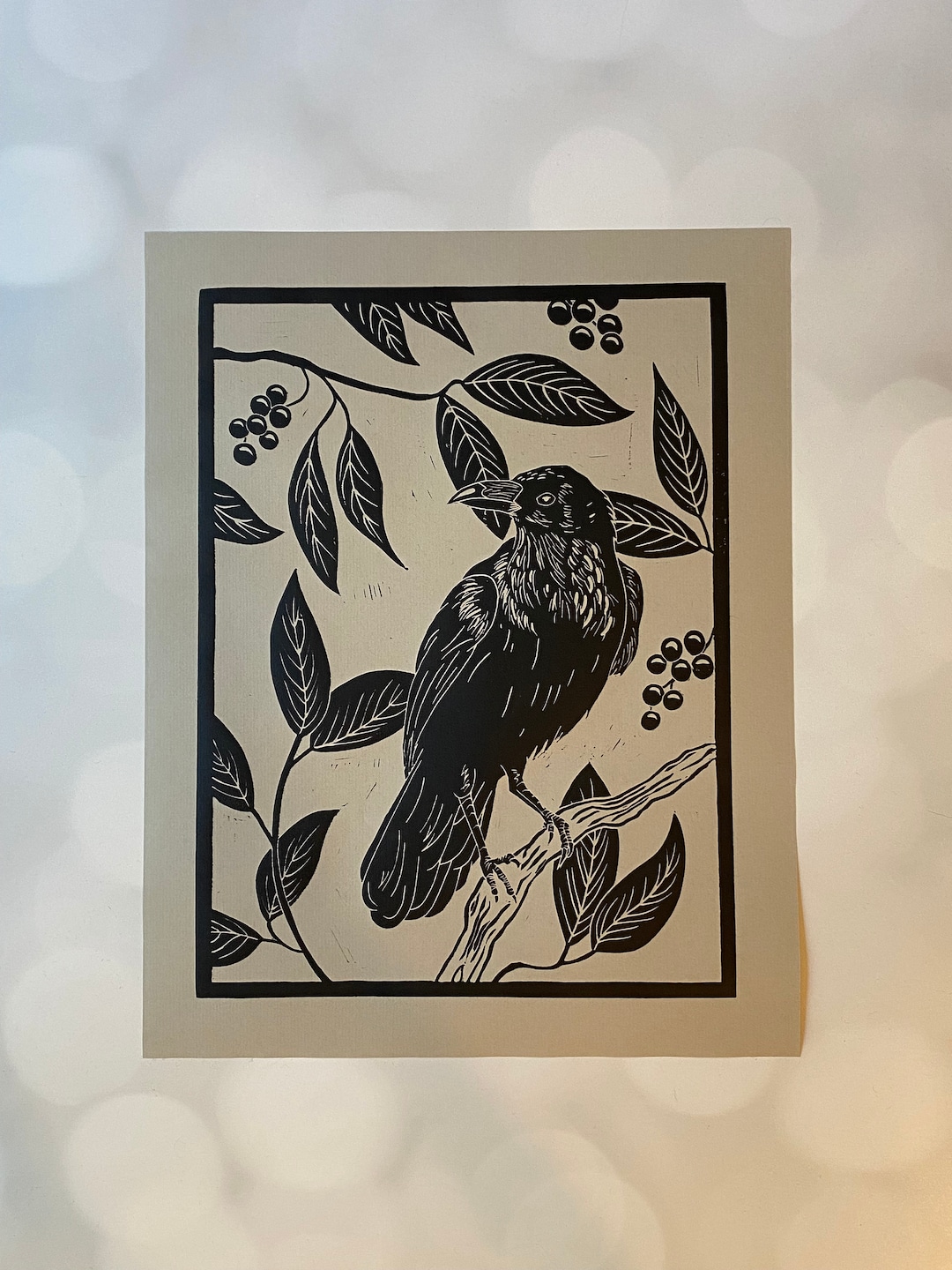 Crow Handmade Original Linocut Print - Etsy