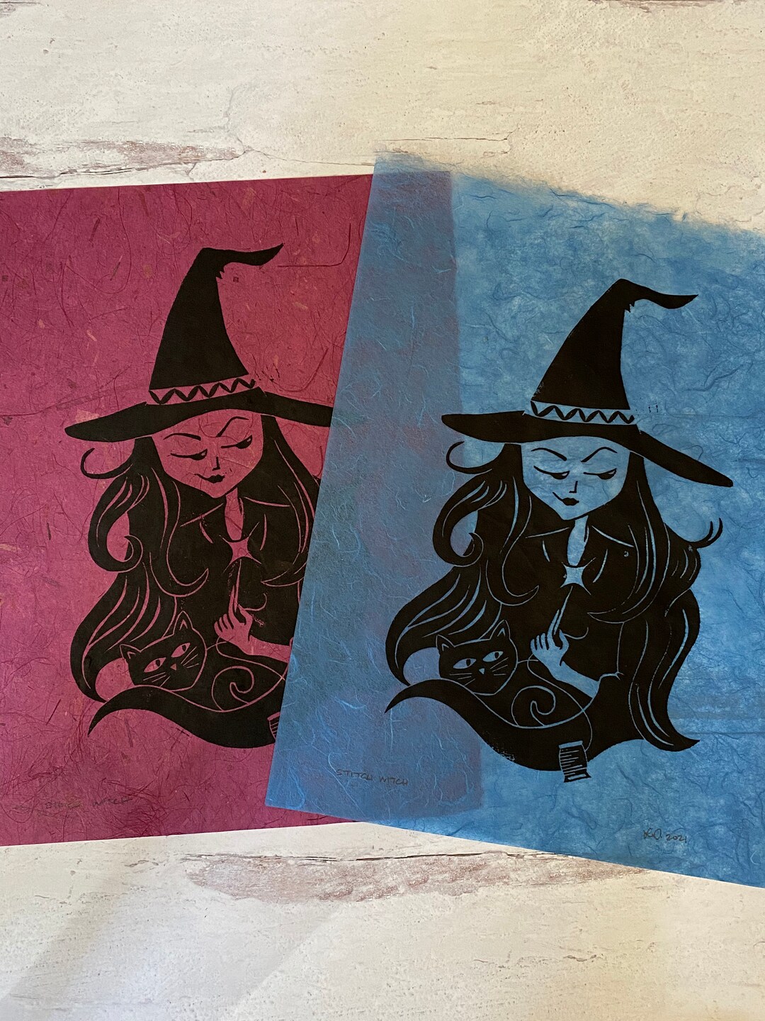 Stitch Witch Handmade Original Linocut Print - Etsy
