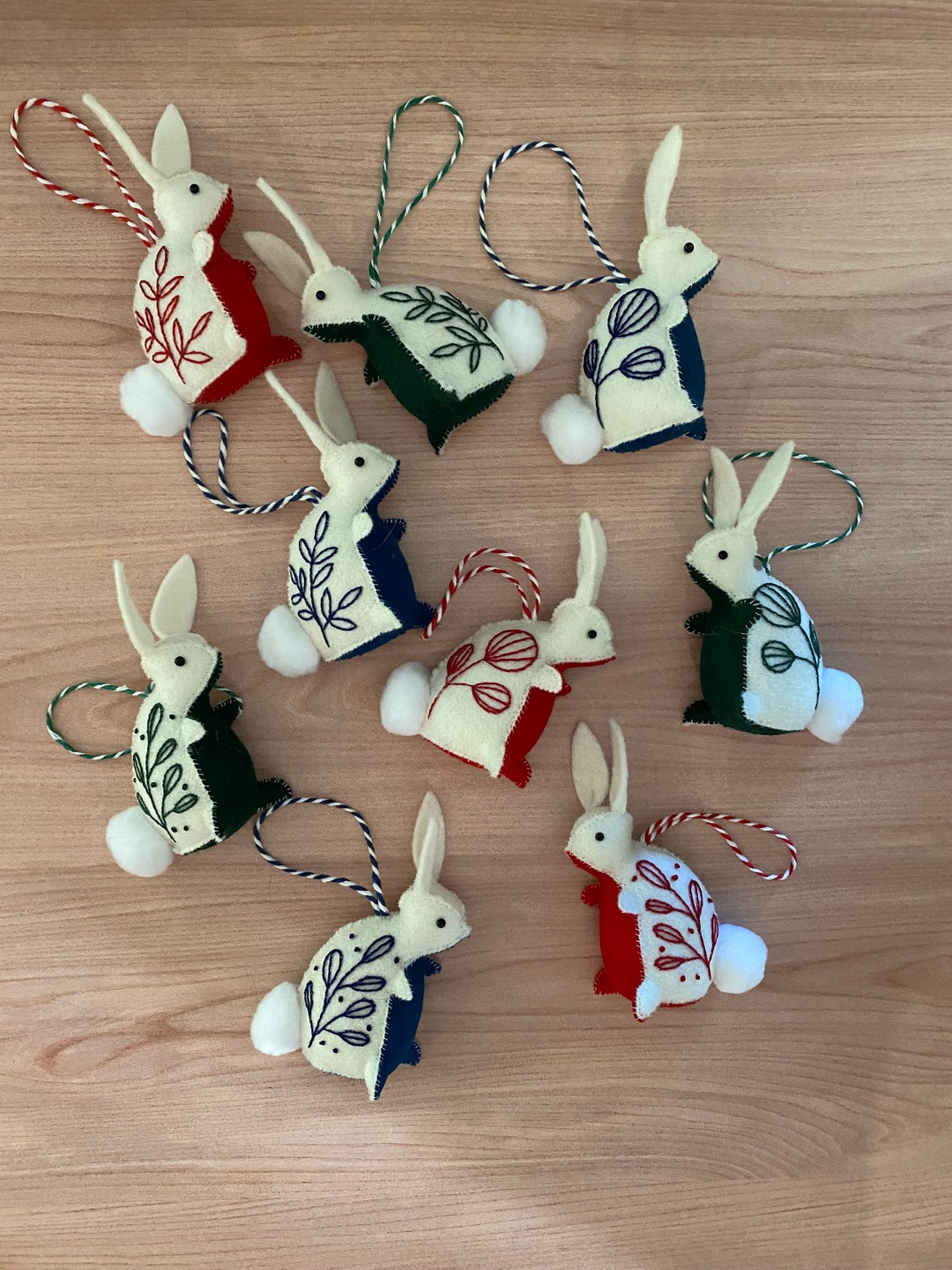 Holiday Cheer Bunny Ornament ~ Original Handmade Felt Ornament - Etsy