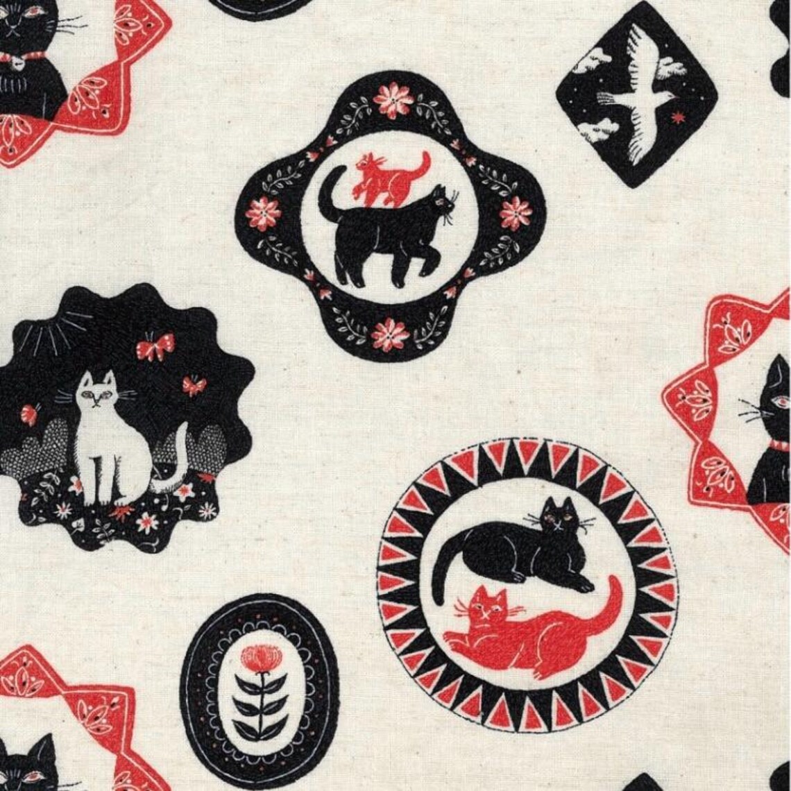 Kokka Sanae Sugimoto Cat Days Fabric by the 1/4 Yard - Etsy