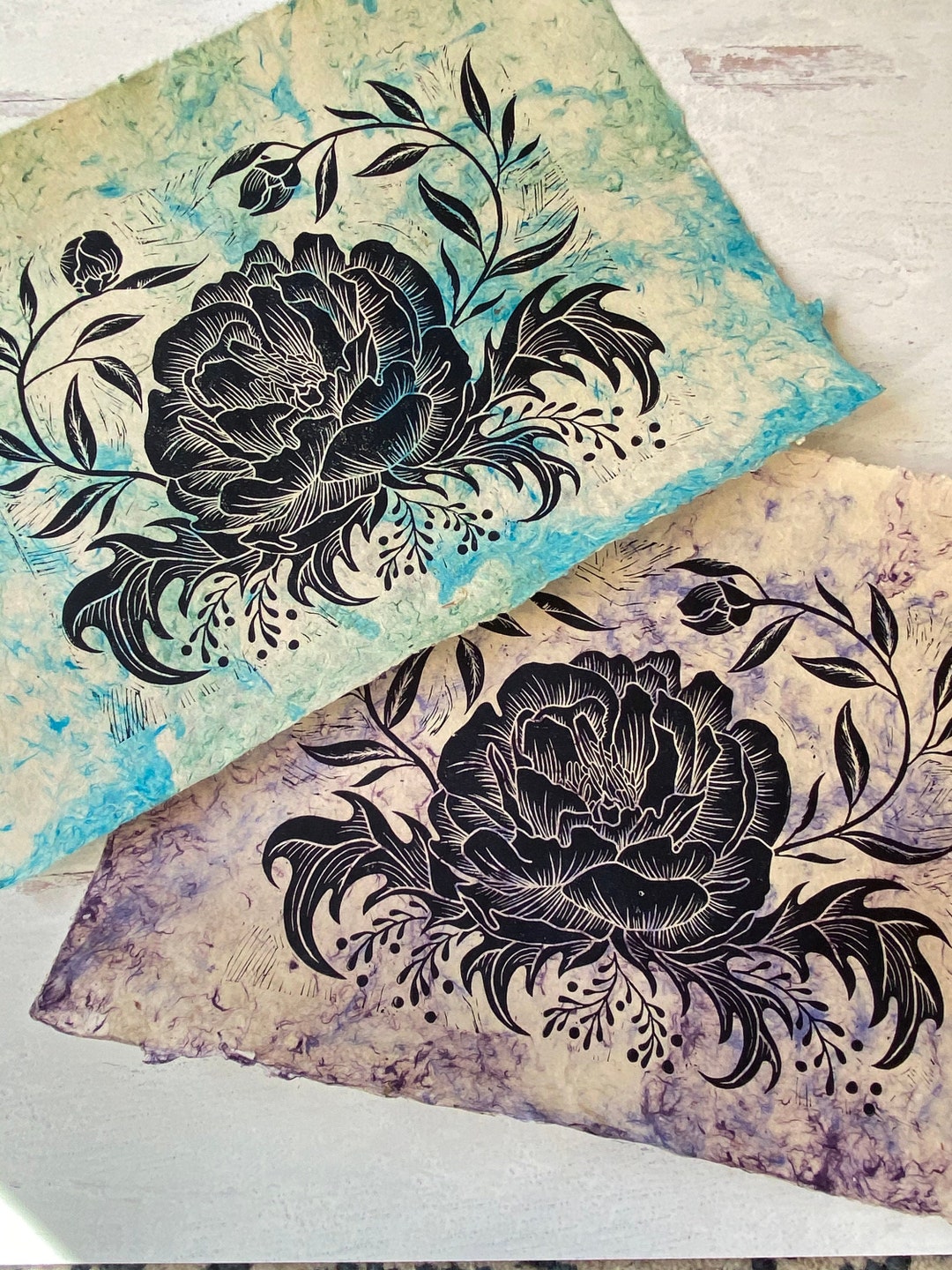 Botanicals Handmade Original Linocut Print - Etsy