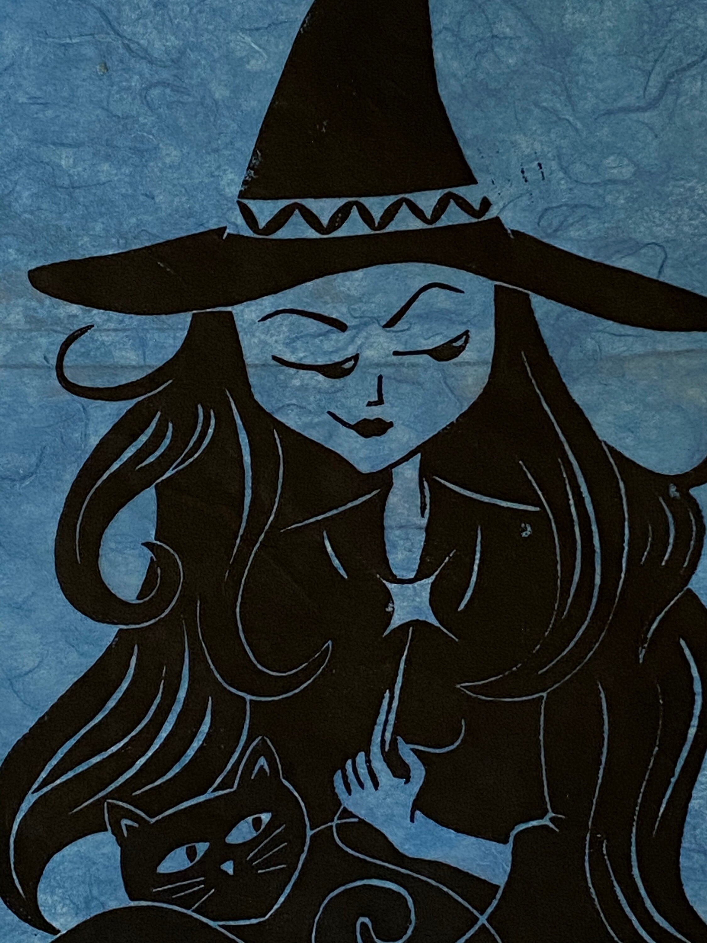 Stitch Witch Handmade Original Linocut Print | Etsy