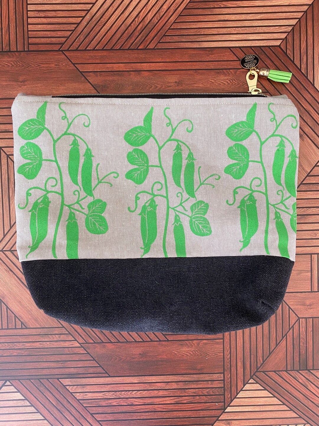 Perky Peas Bag ~ Hand Printed Large Zipper Pouch - Etsy