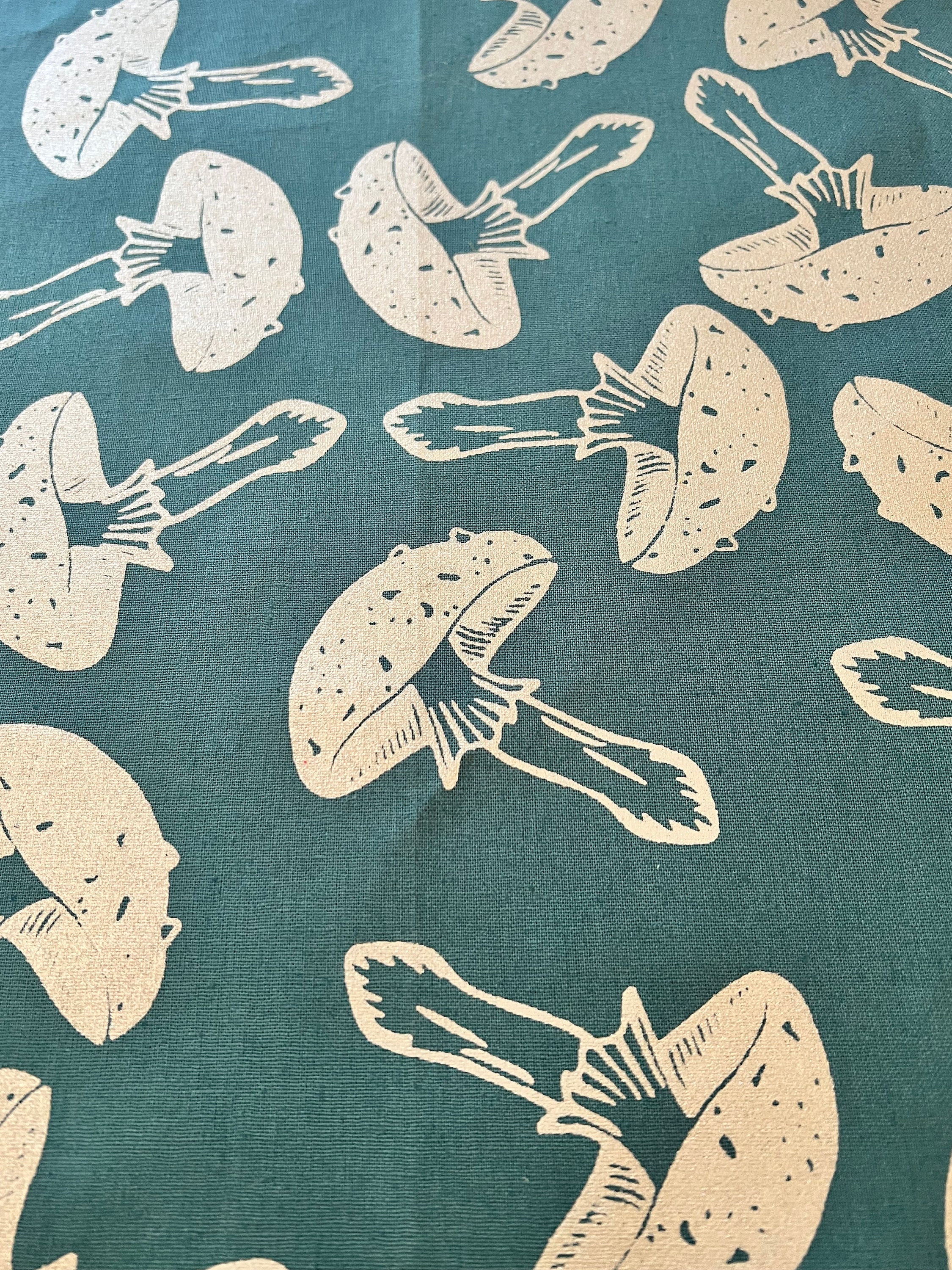 Mushrooms ~ Screen Printed Essex Linen Fabric - Etsy
