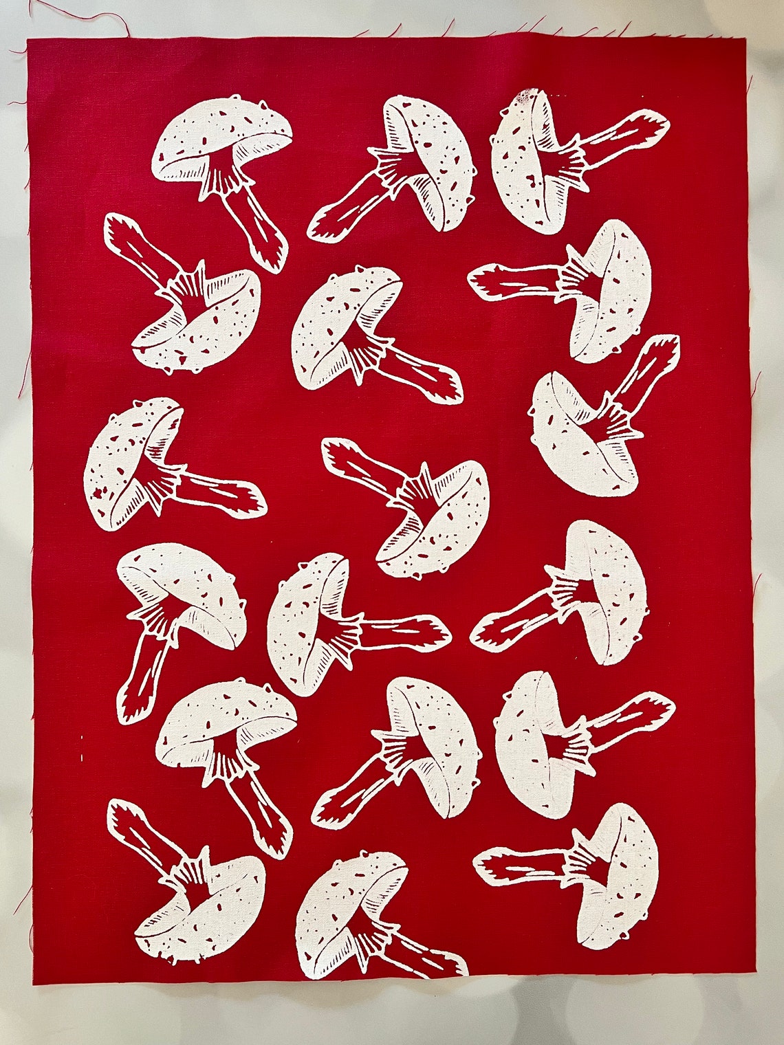 Mushrooms ~ Screen Printed Essex Linen Fabric - Etsy