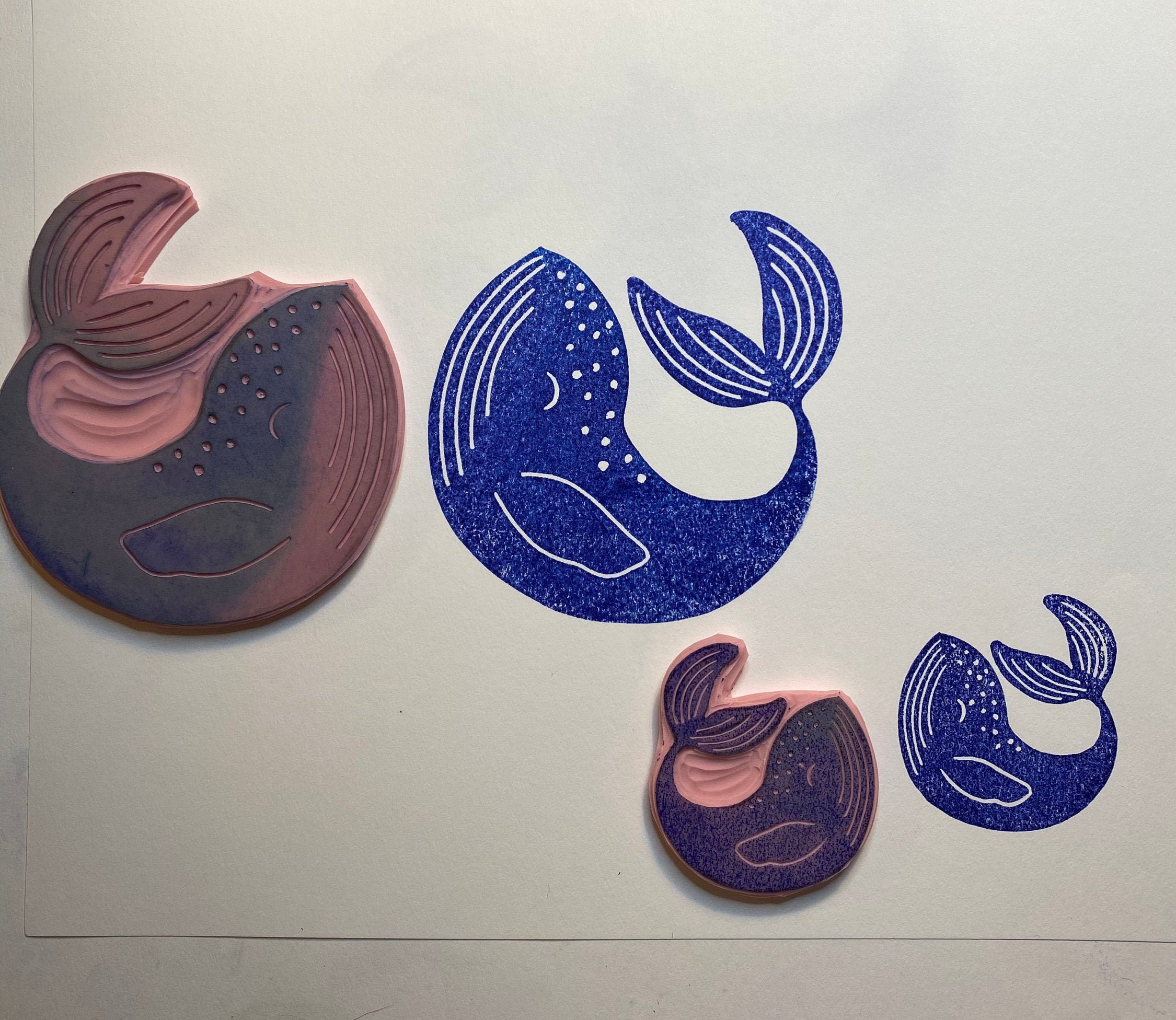 Happy Whale Stamp Hand Carved Rubber Stamp - Etsy