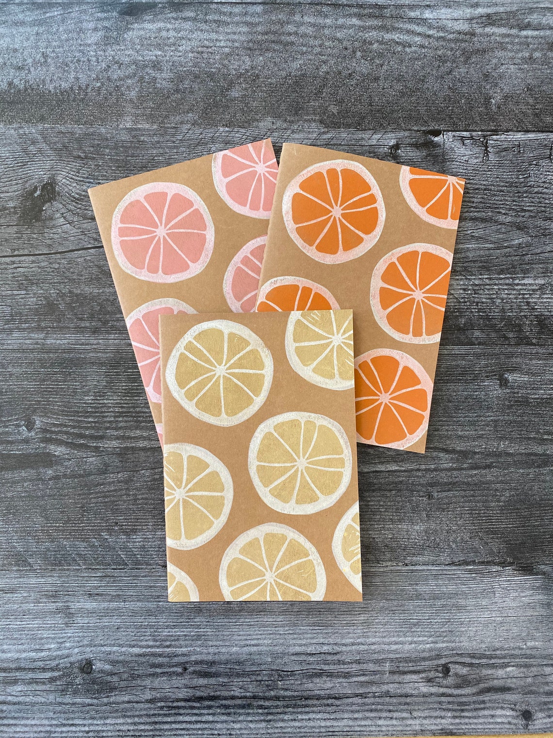 Citrus Notebook Handmade Original Linocut Print - Etsy