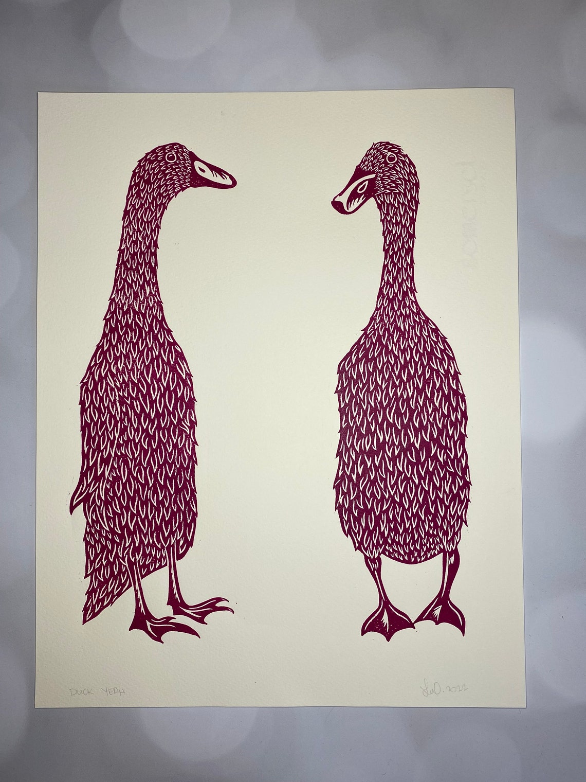 Duck Yeah Handmade Original Linocut Print | Etsy