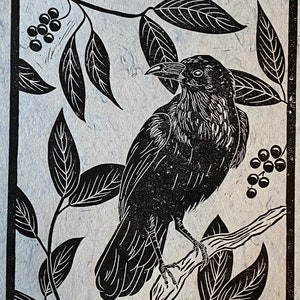 Crow Handmade Original Linocut Print - Etsy