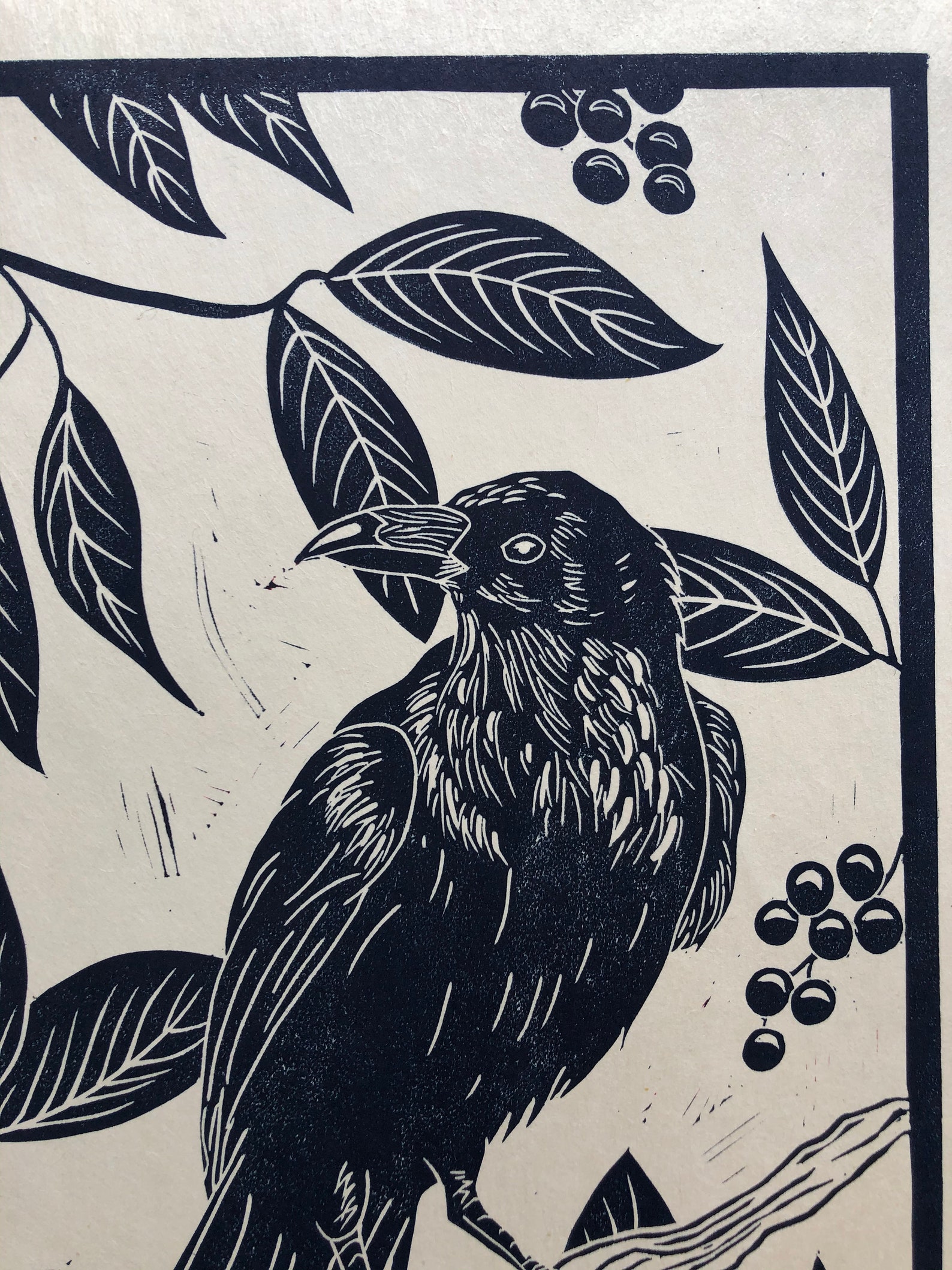 Crow Handmade Original Linocut Print | Etsy