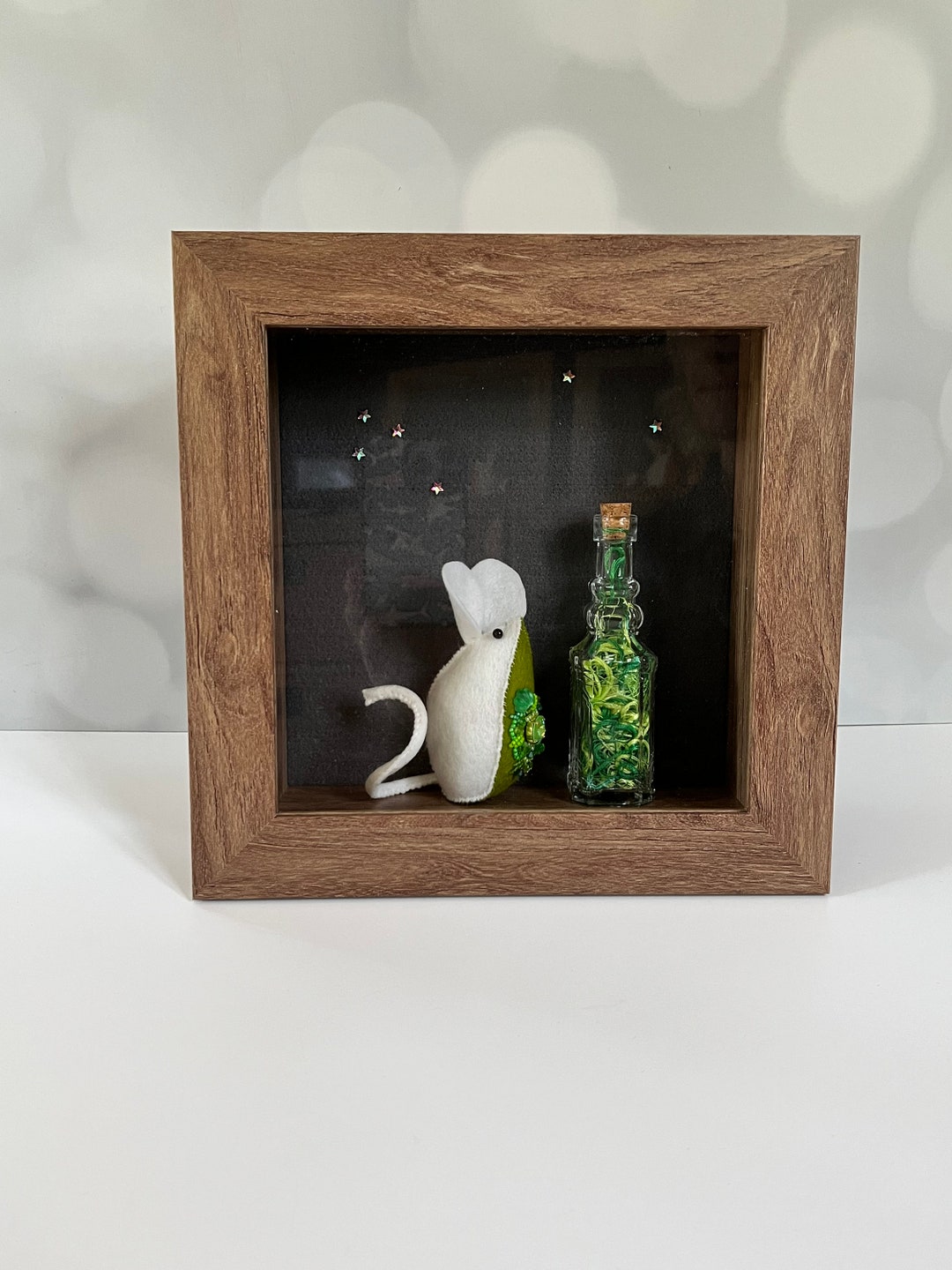 Green Magpie Mouse Shadowbox ~ Original Handmade Felt Mouse - Etsy