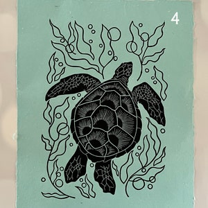 Sea Turtle ~ Original Handmade Linocut Print - Etsy