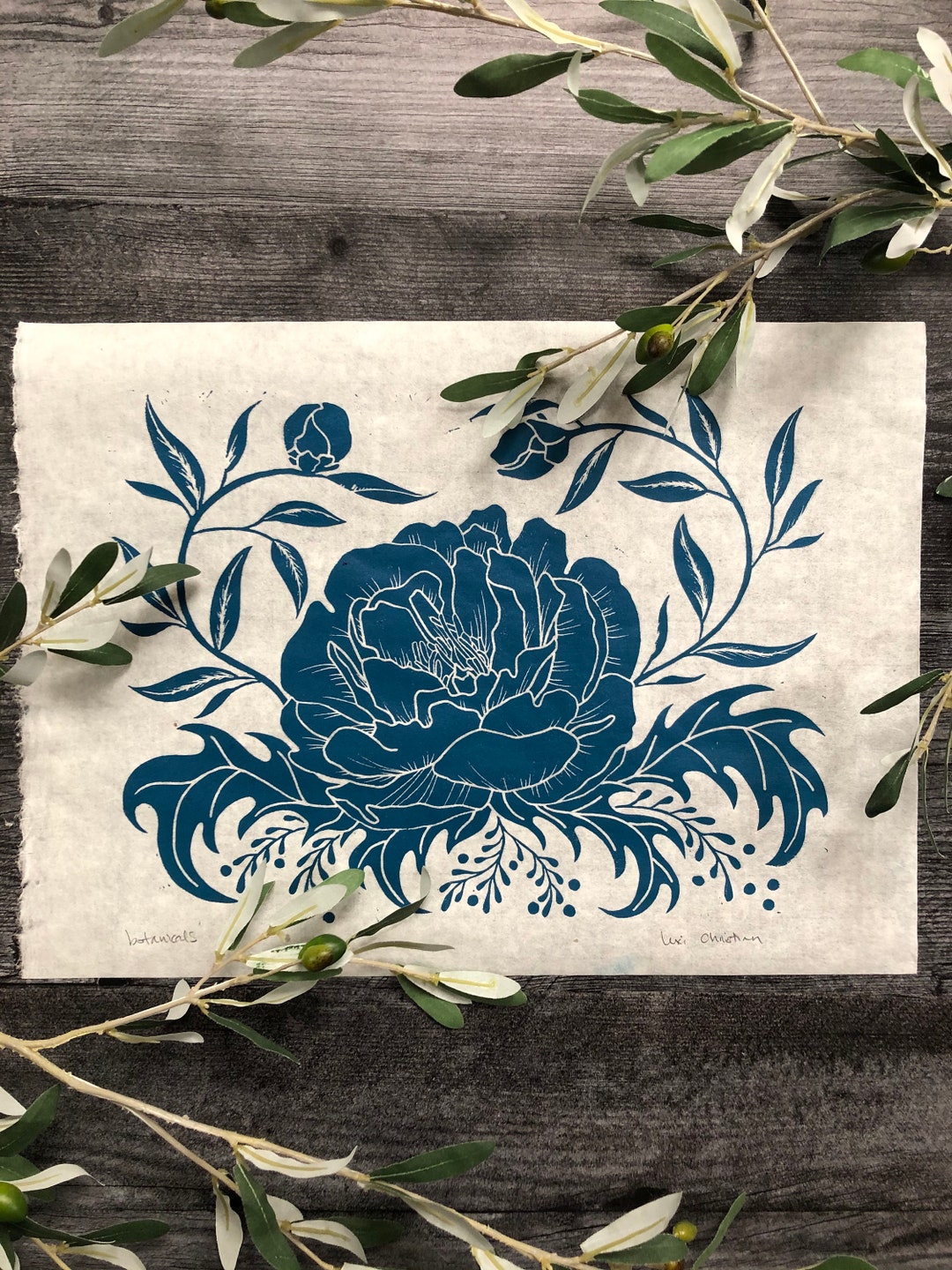 Botanicals Handmade Original Linocut Print - Etsy