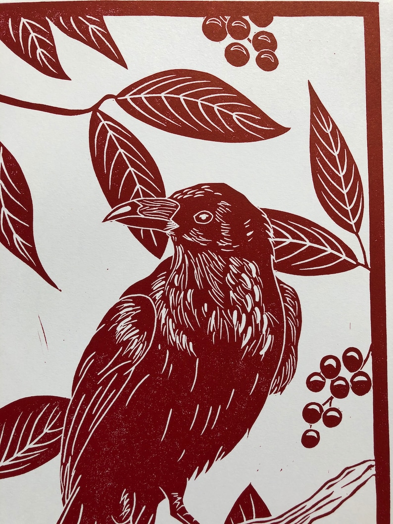 Crow Handmade Original Linocut Print - Etsy