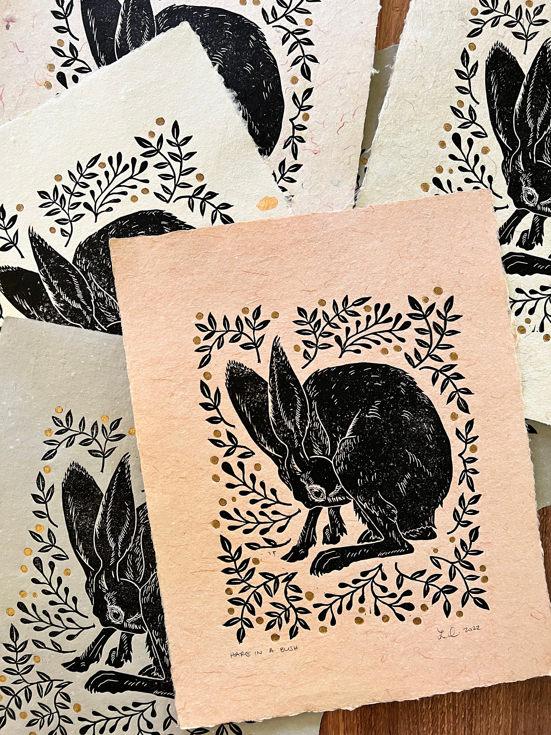 Hare in a Bush Original Handmade Linocut Print - Etsy Canada