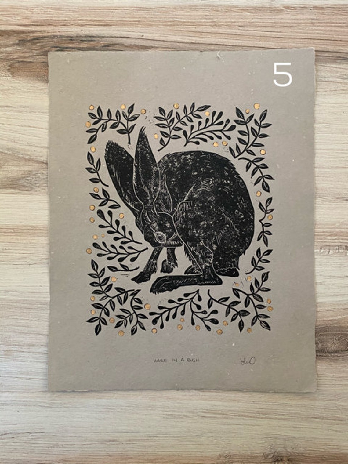 Hare in a Bush Original Handmade Linocut Print | Etsy