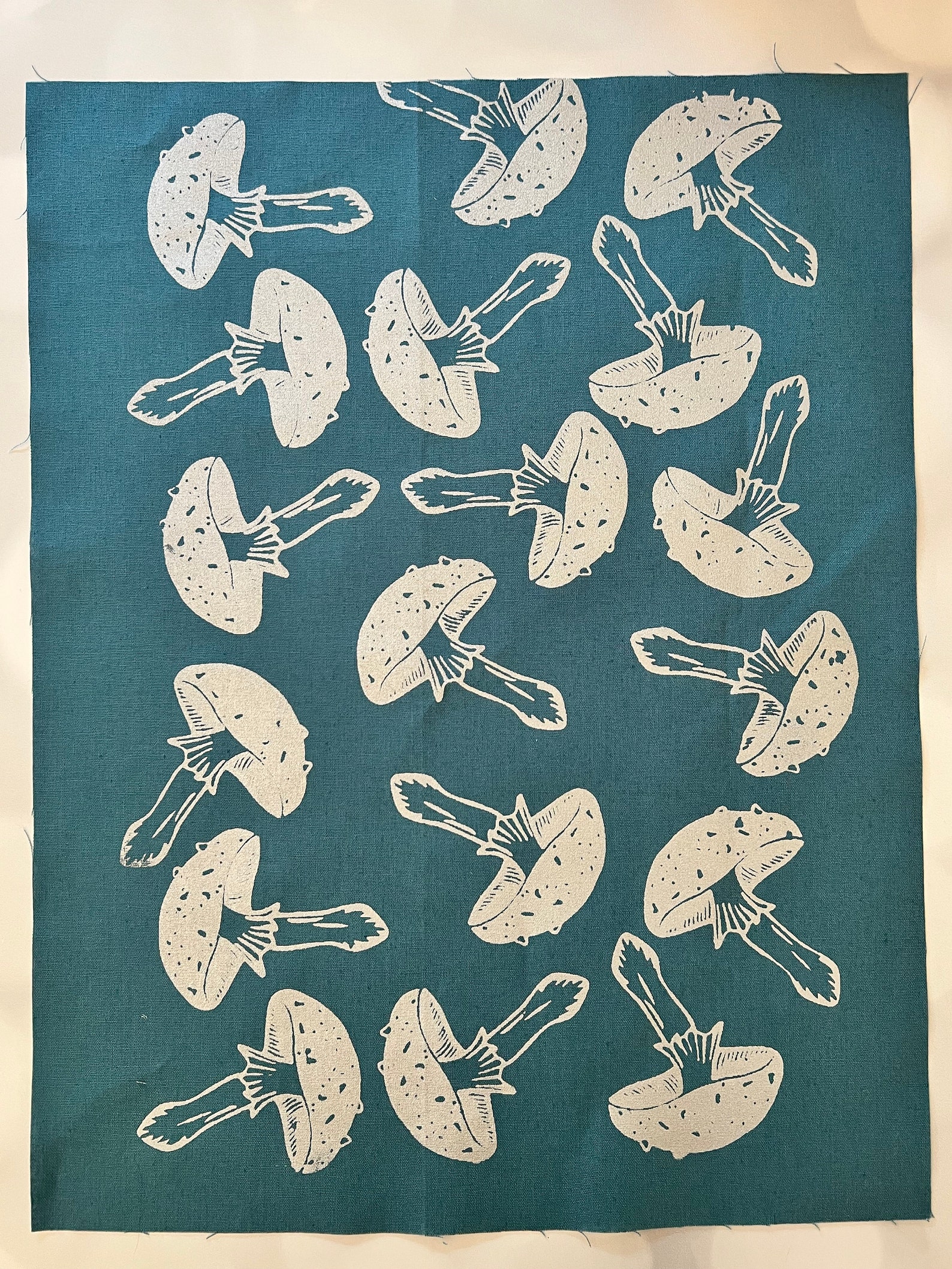 Mushrooms ~ Screen Printed Essex Linen Fabric - Etsy