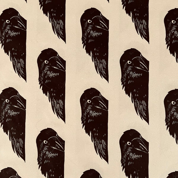 Crow Panel Fabric - Etsy