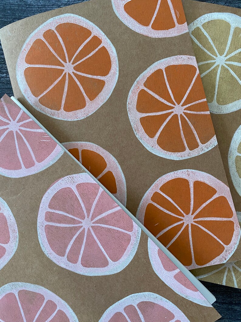 Citrus Notebook Handmade Original Linocut Print - Etsy