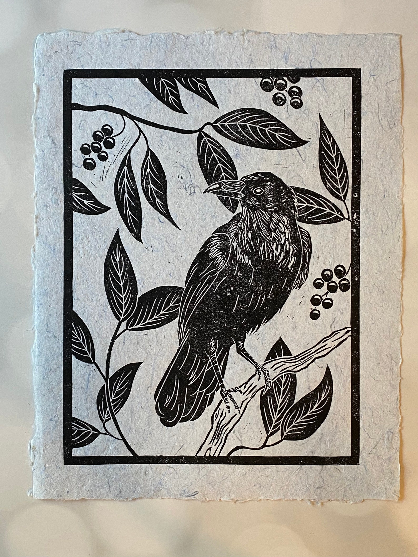Crow Handmade Original Linocut Print - Etsy