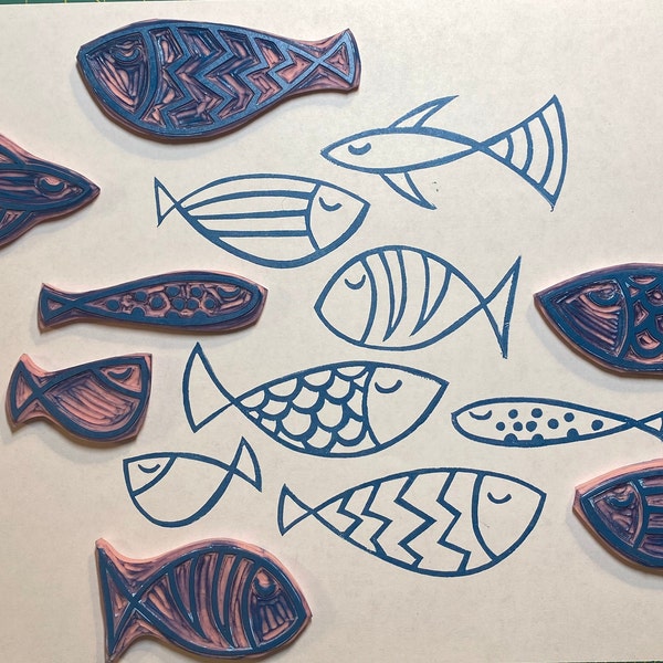 Fish Rubber Stamp - Etsy