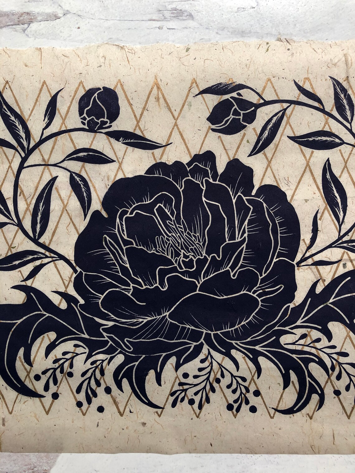 Botanicals Handmade Original Linocut Print | Etsy