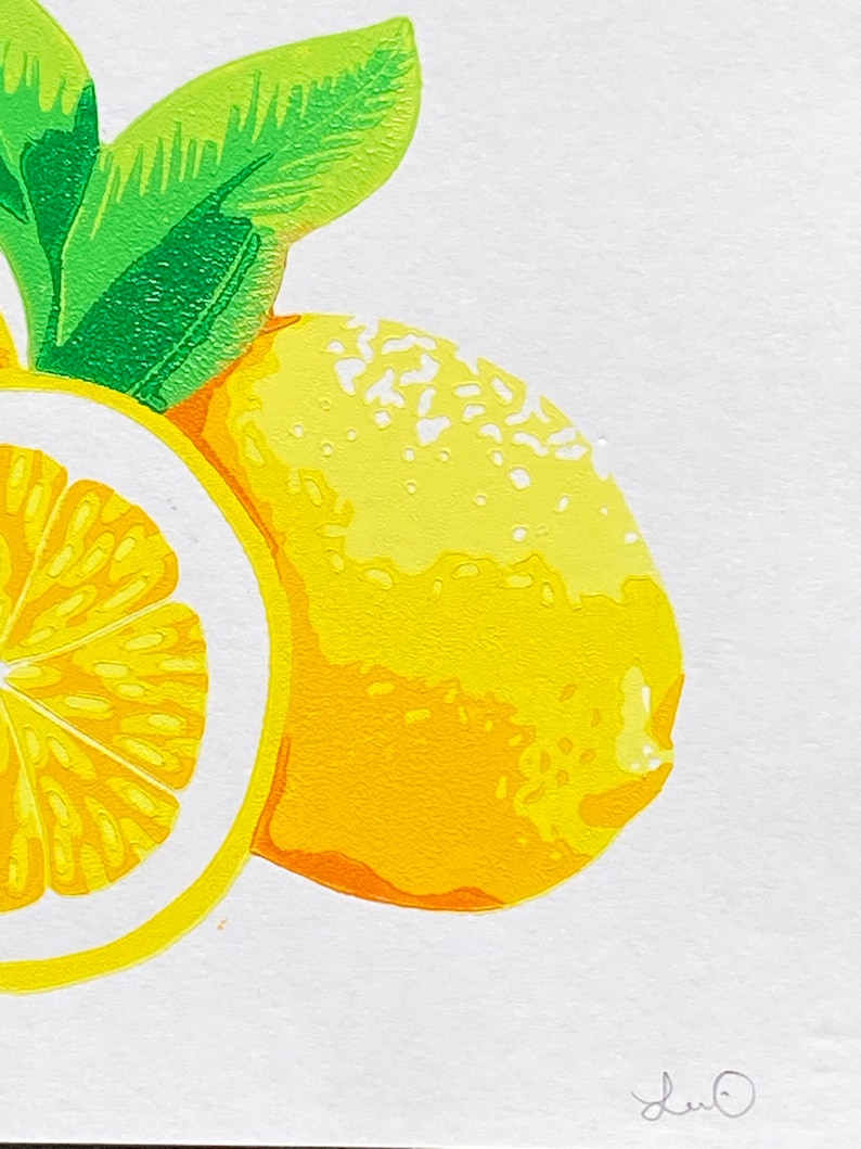 Wood & Linocut Prints Home Decor Handmade Lemons Lino Print Lemon Print ...