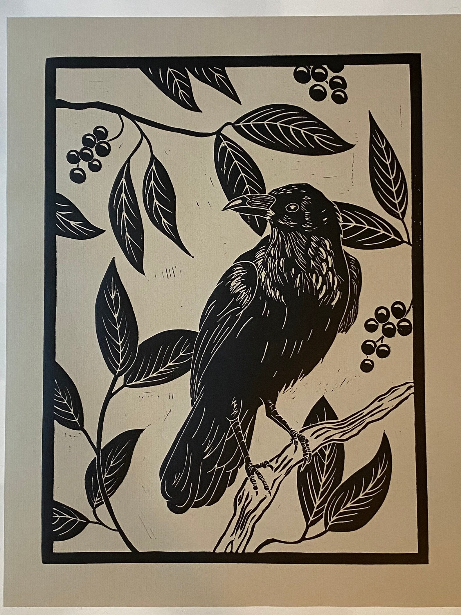 Crow Handmade Original Linocut Print - Etsy