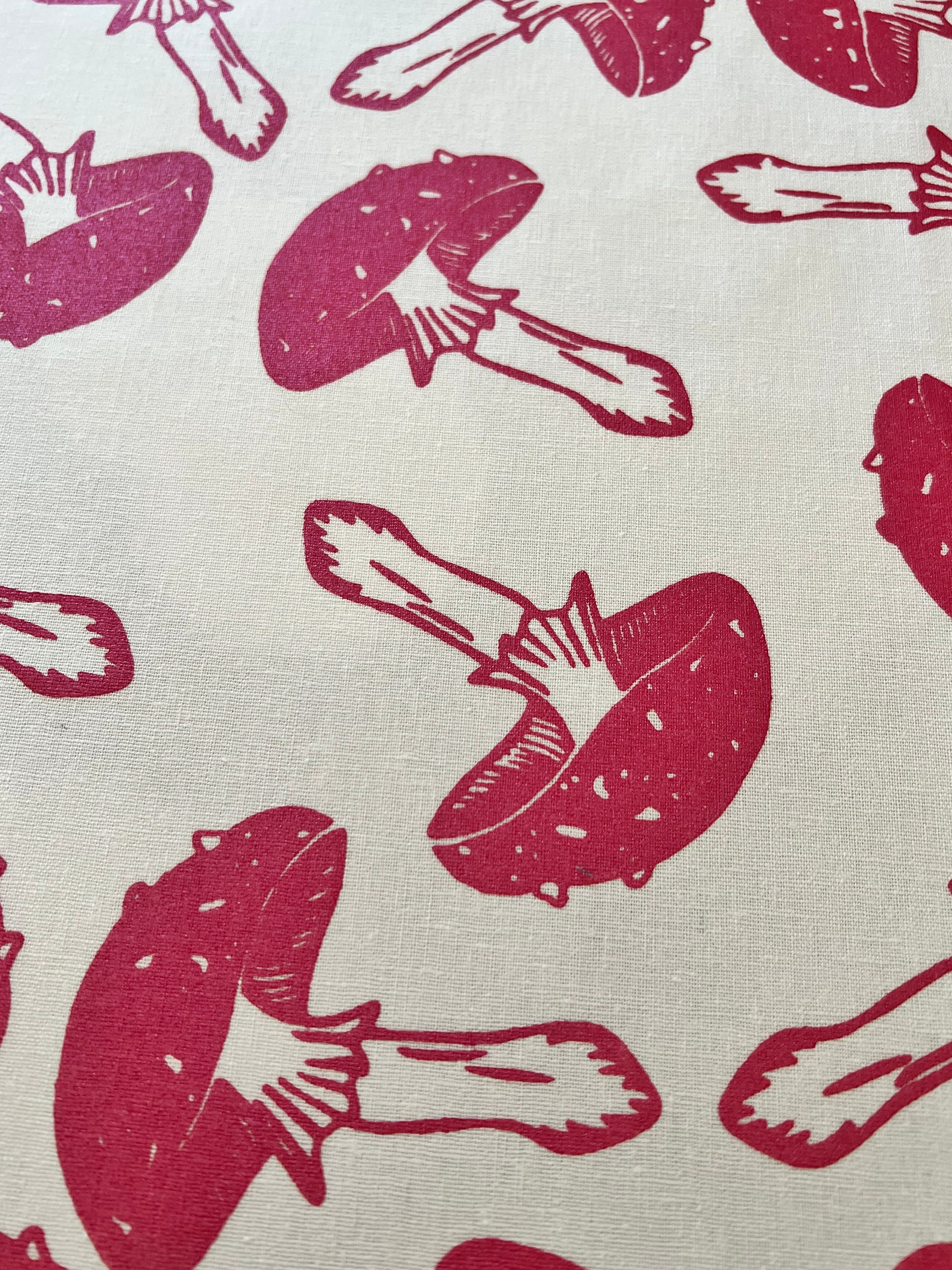 Mushrooms ~ Screen Printed Essex Linen Fabric - Etsy