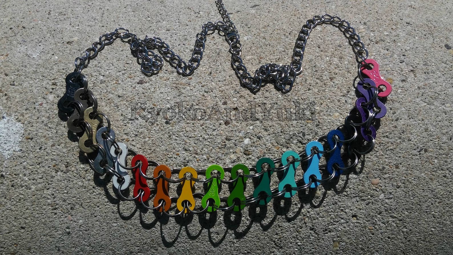 Colorful Rainbow Bicycle Chain Link Handmade Necklace Bicycle | Etsy