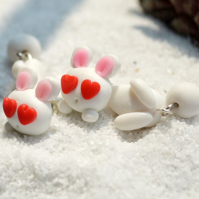 Polymer Clay Air Dry Clay White Bunny Rabbit Earring Charm - Etsy