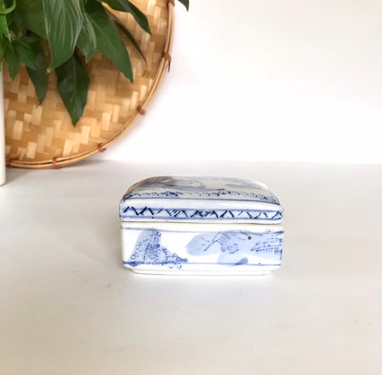 Antique Ink Box Porcelain Ink Paste Box Chinese Ink Box Blue - Etsy