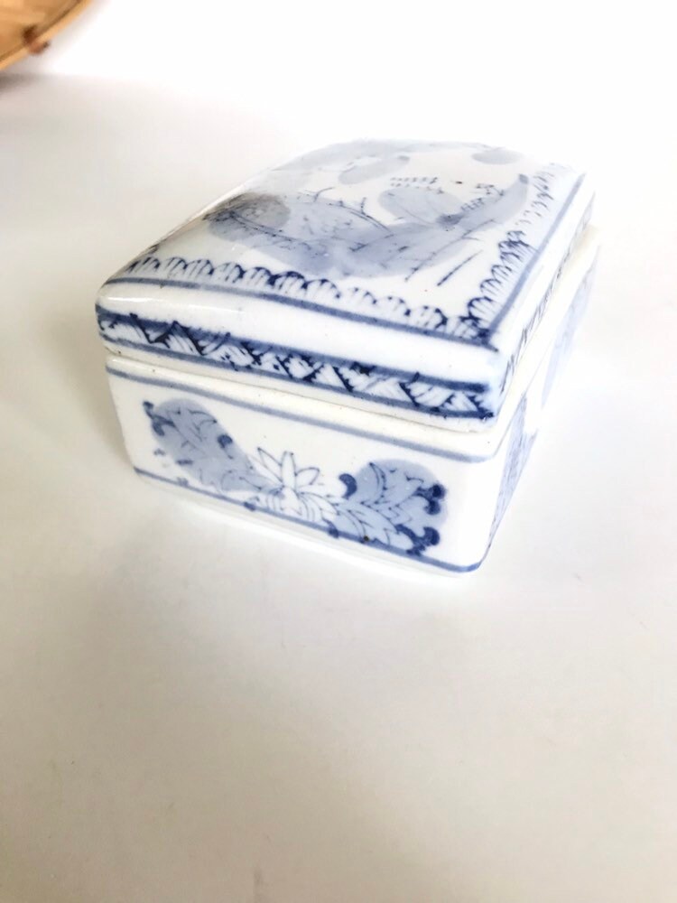 Antique Ink Box Porcelain Ink Paste Box Chinese Ink Box Blue - Etsy