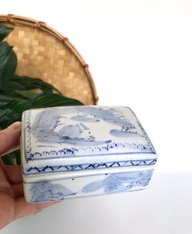 Antique Ink Box Porcelain Ink Paste Box Chinese Ink Box Blue - Etsy