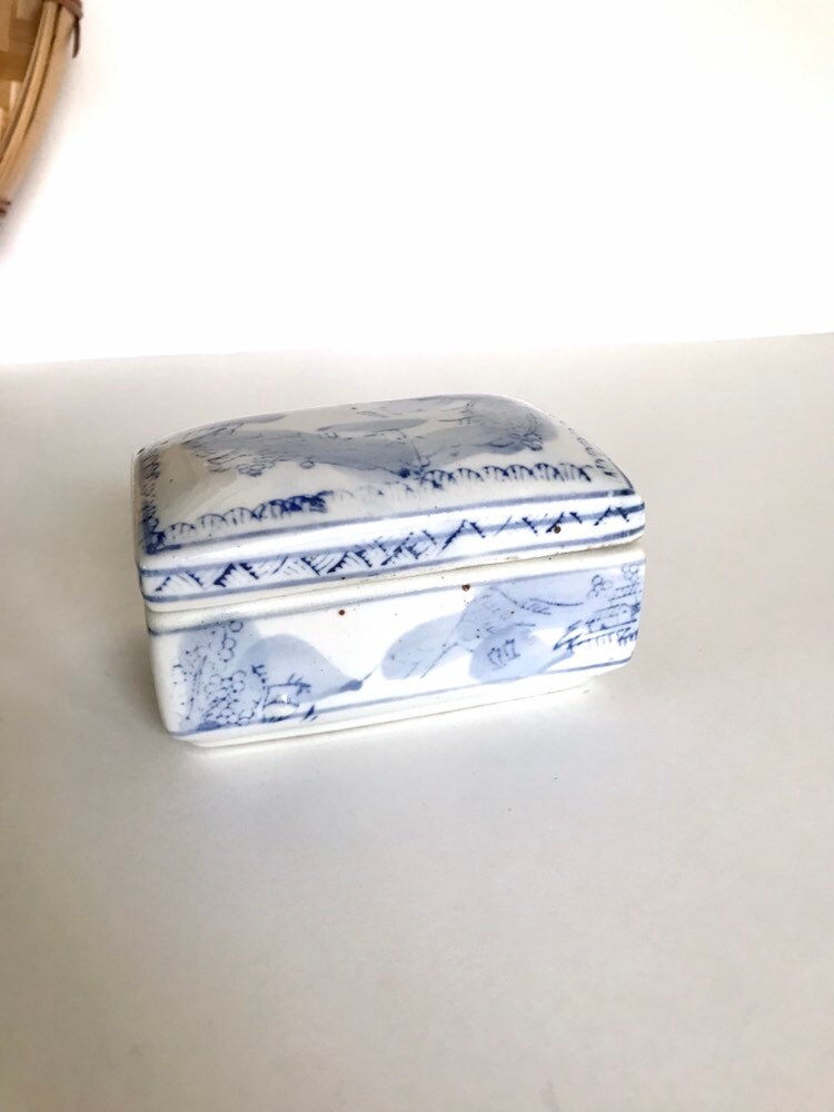 Antique Ink Box Porcelain Ink Paste Box Chinese Ink Box Blue - Etsy