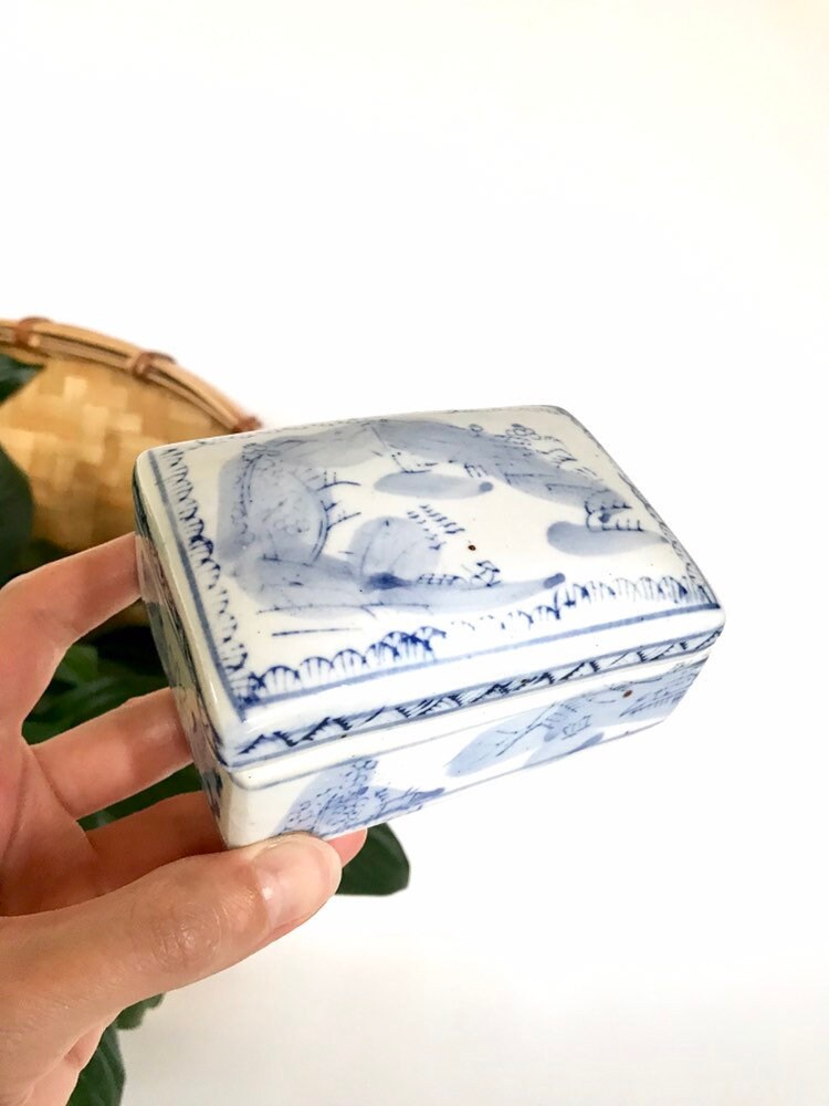 Antique Ink Box Porcelain Ink Paste Box Chinese Ink Box Blue - Etsy