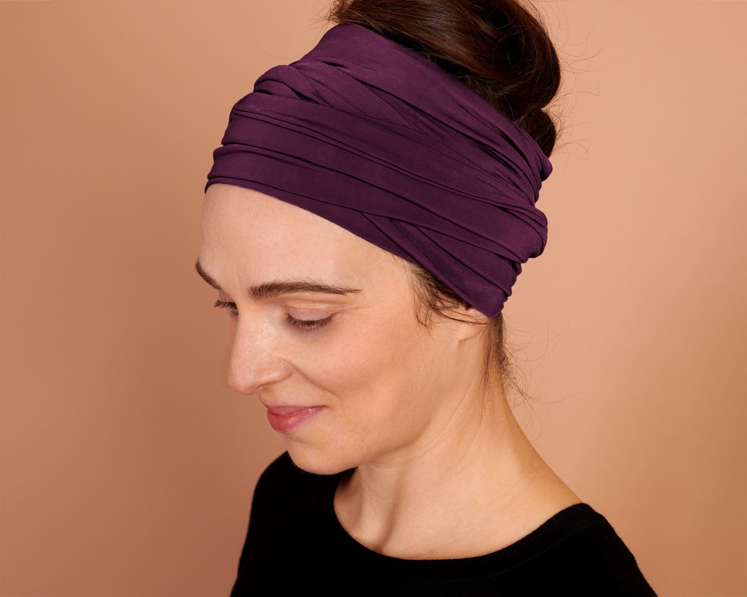 Plum, Boho Head Wrap, Wide Hair Wrap, Multipurpose - Etsy