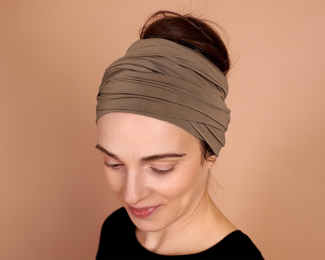 Mocha, Boho Head Wrap, Wide Hair Wrap, Multipurpose - Etsy