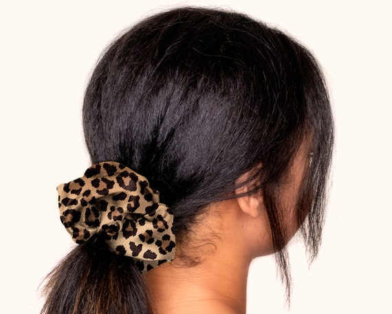 Silk Twill Leopard Animal Print Scrunchie Large 100 % - Etsy