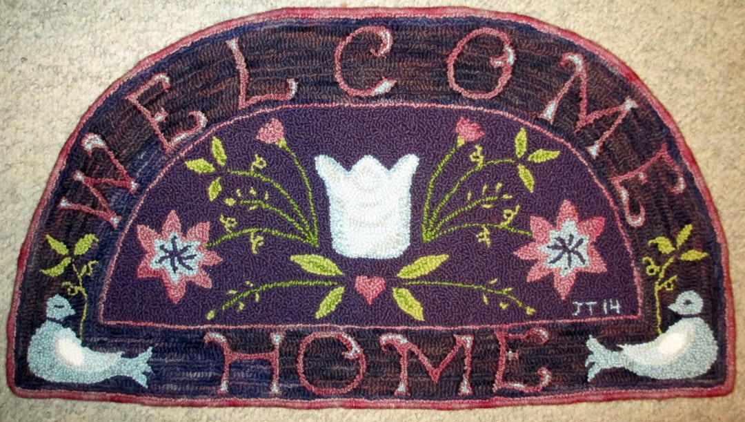Welcome Home Rug, 32x17, Designed and Hooked by Judy Taylor - Etsy