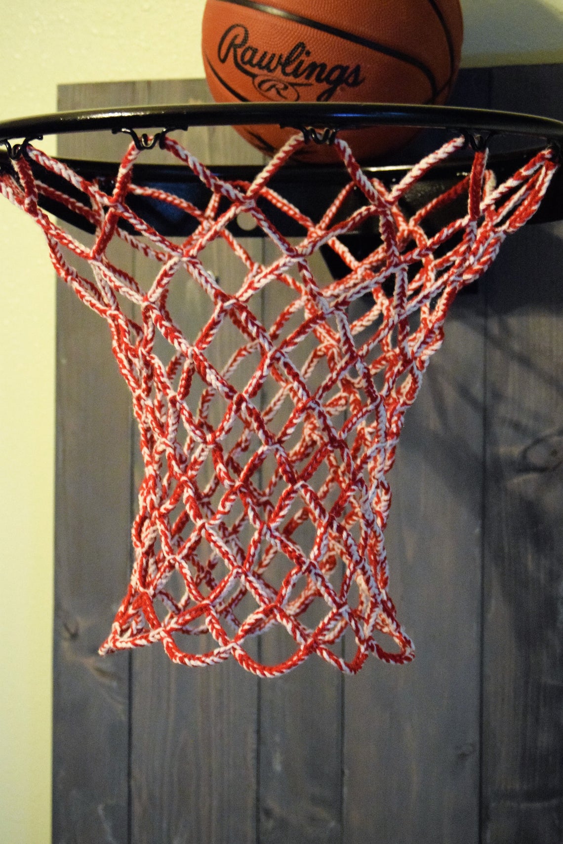 Hand Made Crochet Basketball Net. Red and White Acrylic. Fits Standard ...