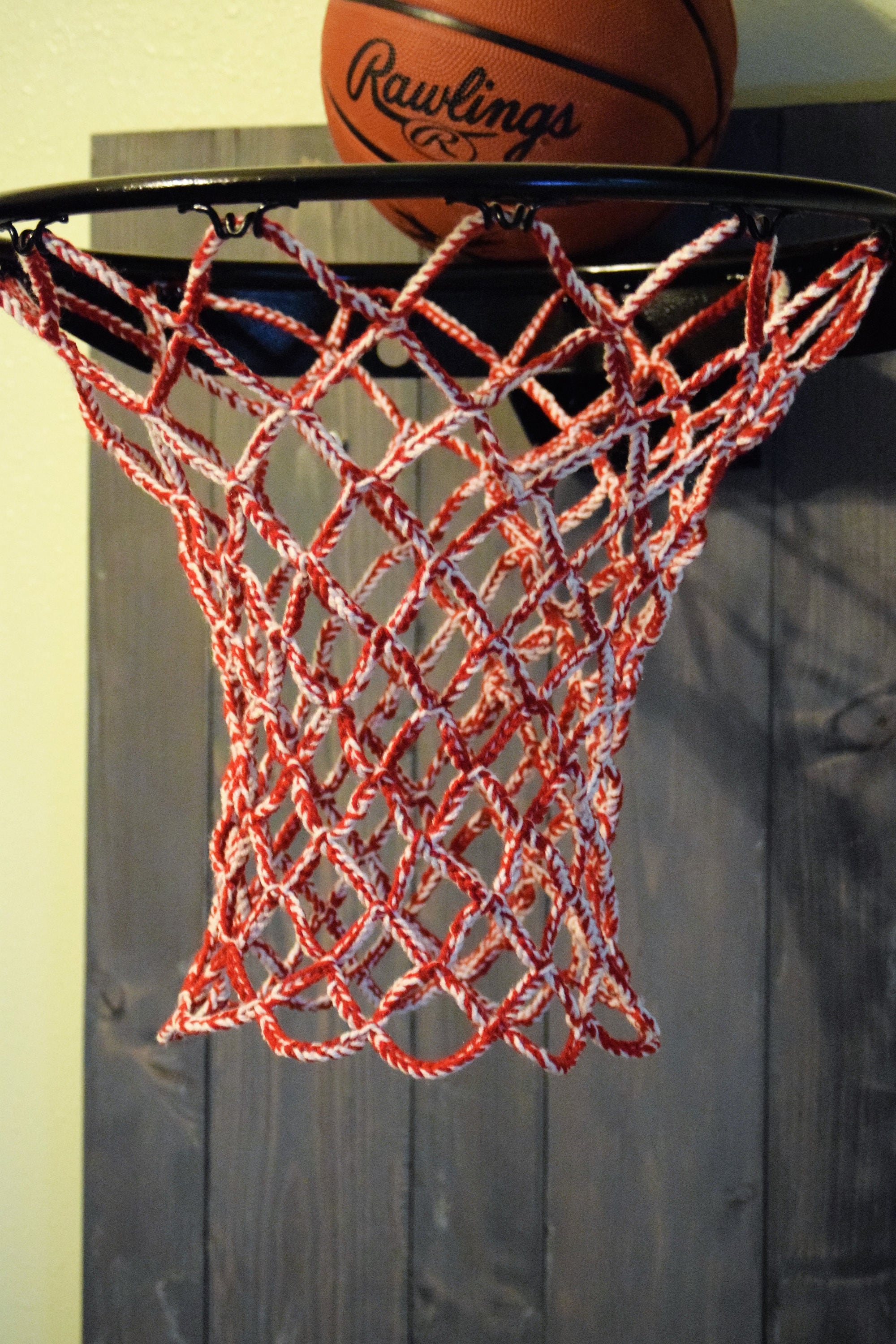 Hand Made Crochet Basketball Net. Red and White Acrylic. Fits Standard ...