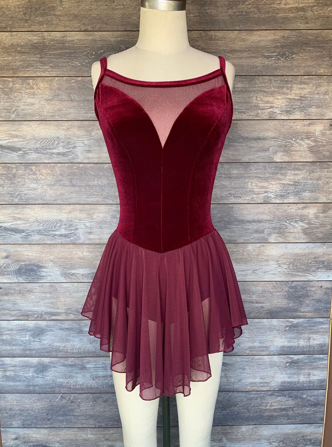 Tulip Single Layer Skirt Wine Velvet And Mesh Custom Classical Ballet