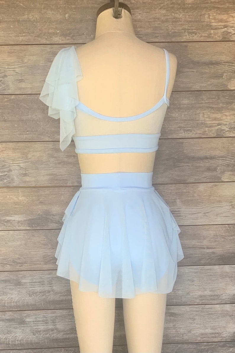 Zinnia-custom Sky Blue Two Piece /sky Blue Mesh Accents and - Etsy