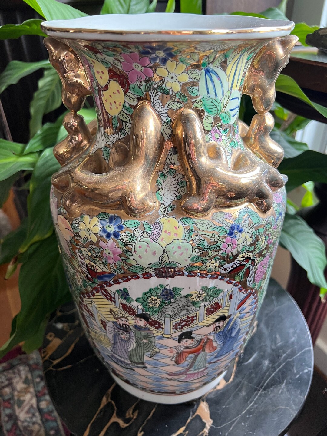 Chinese Guancai Gilt Floral Porcelain Sleeve Vase - Etsy