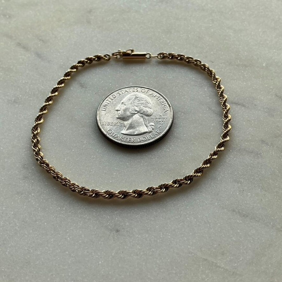 14 Kt Rope Chain Bracelet 7 Inch, Barrel Closure - Etsy